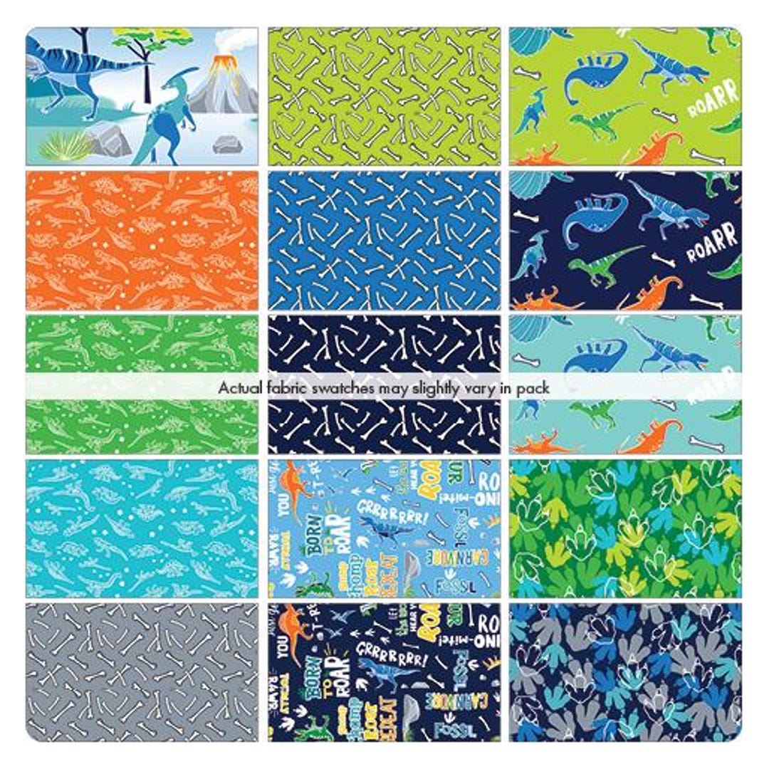 Glow-o-saurus 10X10 Pack, 42pcs/bundle, Benartex Fabrics - Etsy
