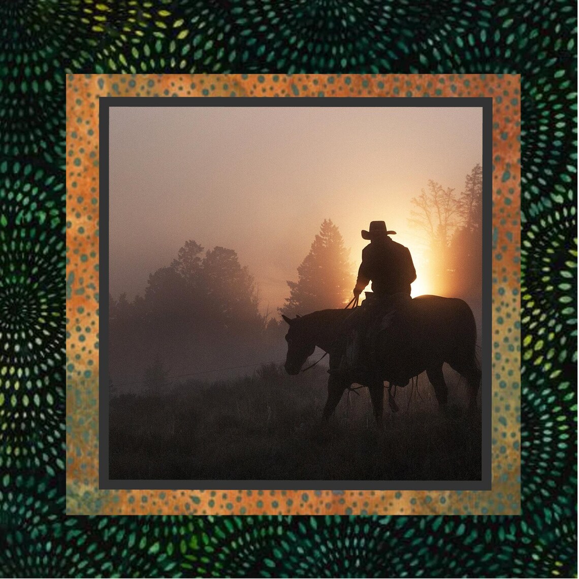 Foggy Morning Cowboy Silhouettes Fabric Panel, Quilt Panel, Quilting ...