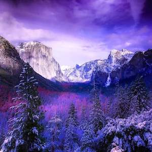 Yosemite National Park in Winter Fabric Panel, Quilt Panel, Quilting ...