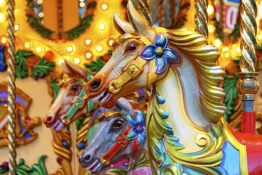 Carousel Horses Fabric Panel - MISC-005 - Panel Size is 24” X 16 ...