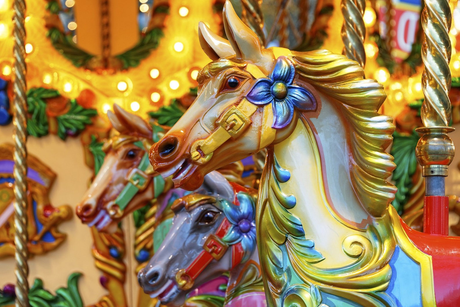 Carousel Horses Fabric Panel MISC-005 Panel Size is 24 X 16, Quality ...