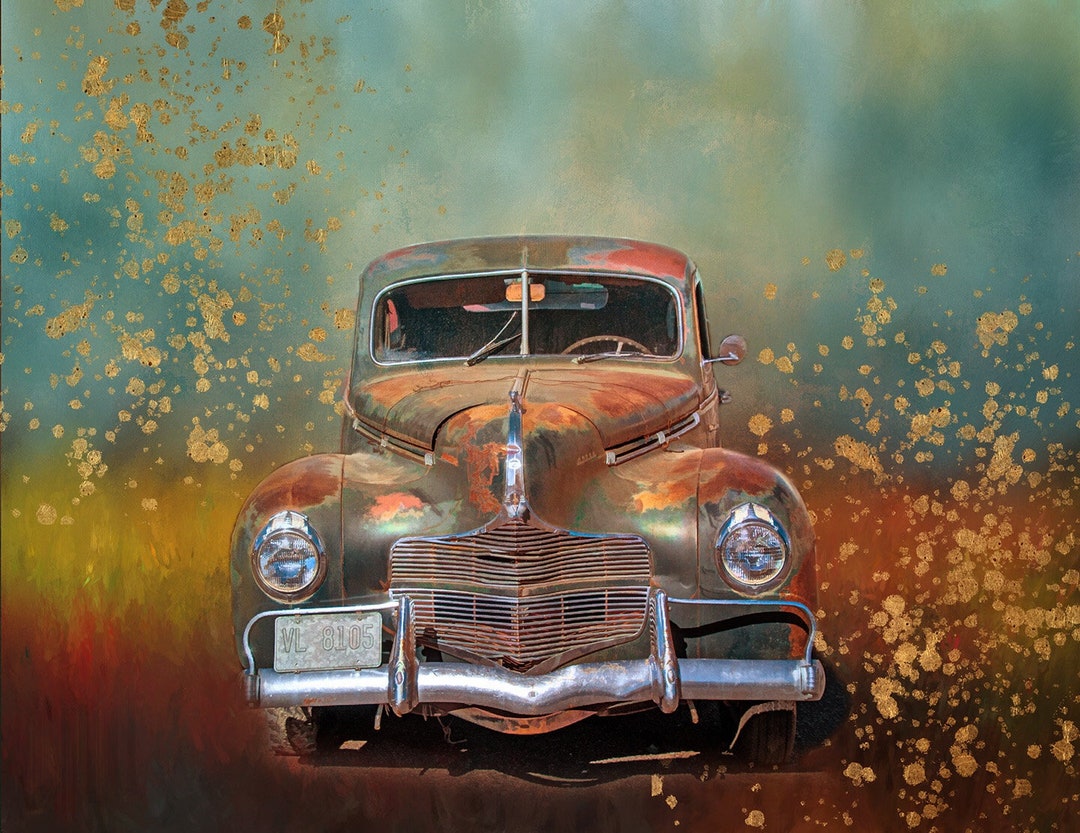 Patina Vintage Car Fabric Panel, Quality Quilting Cotton, Multiple ...