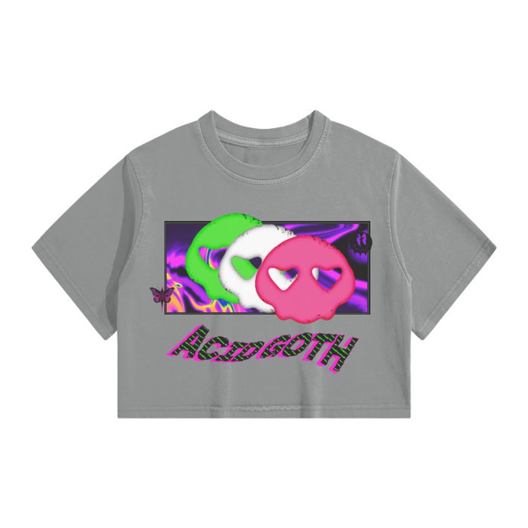 ACID GOTH Gothic Washed Crop Top Moody Grunge Style Acidcore E-girl ...