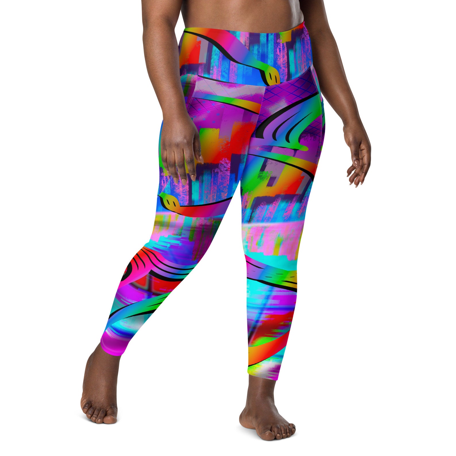 Synth City rainbow Synthwave Leggings With Pockets - Etsy