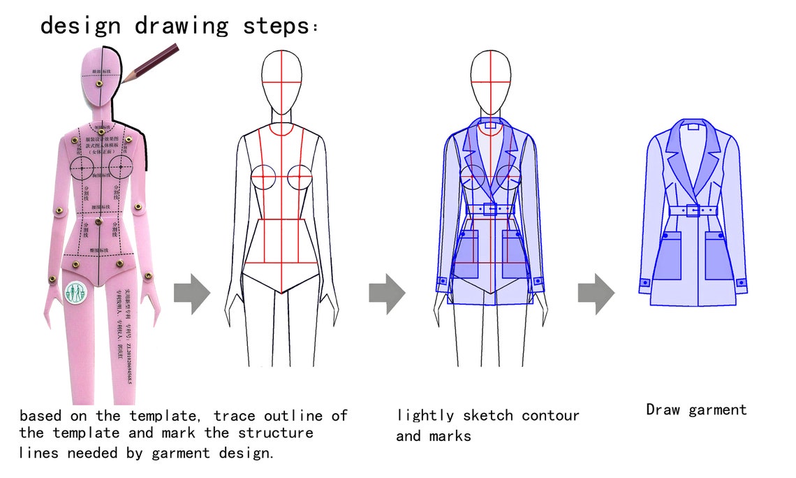 Dynamic Fashion Design Flat Sketching Illustration Template Female ...