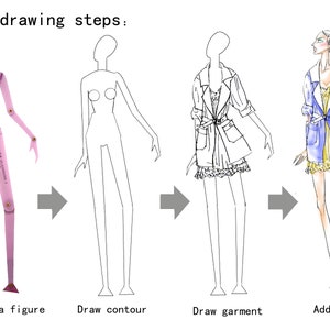 Dynamic Fashion Design Flat Sketching Illustration Template Female ...