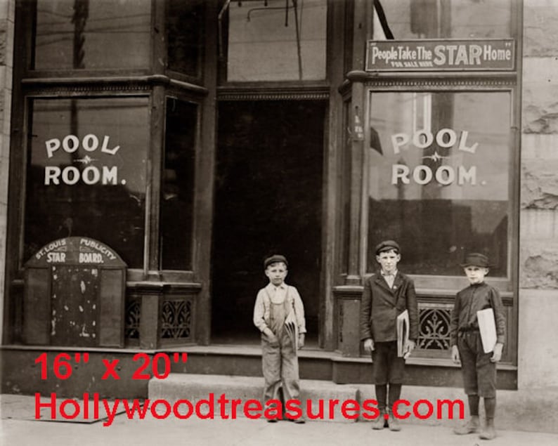 Pool Hall Poster~young Newspaper Boys~playing Pool~pool~billiards ...