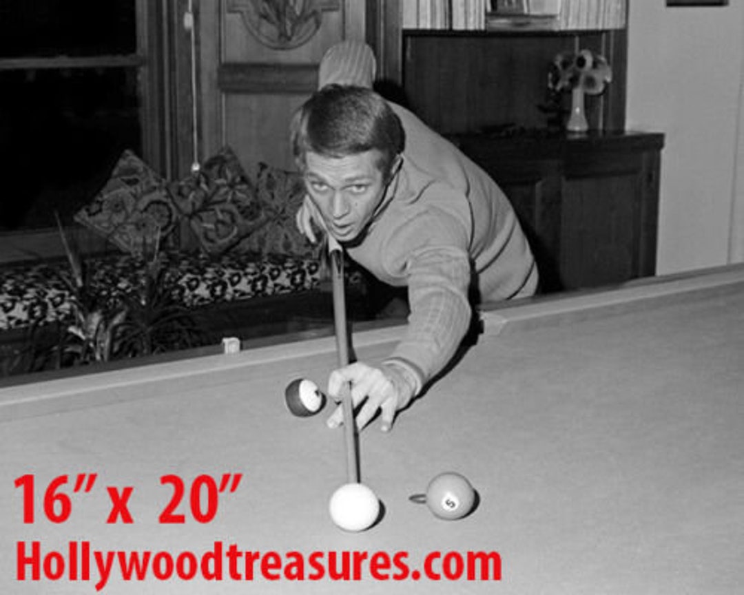 Steve Mcqueen ~shooting Pool~playing Pool~billiards~#2~16" X 20"~poster ...