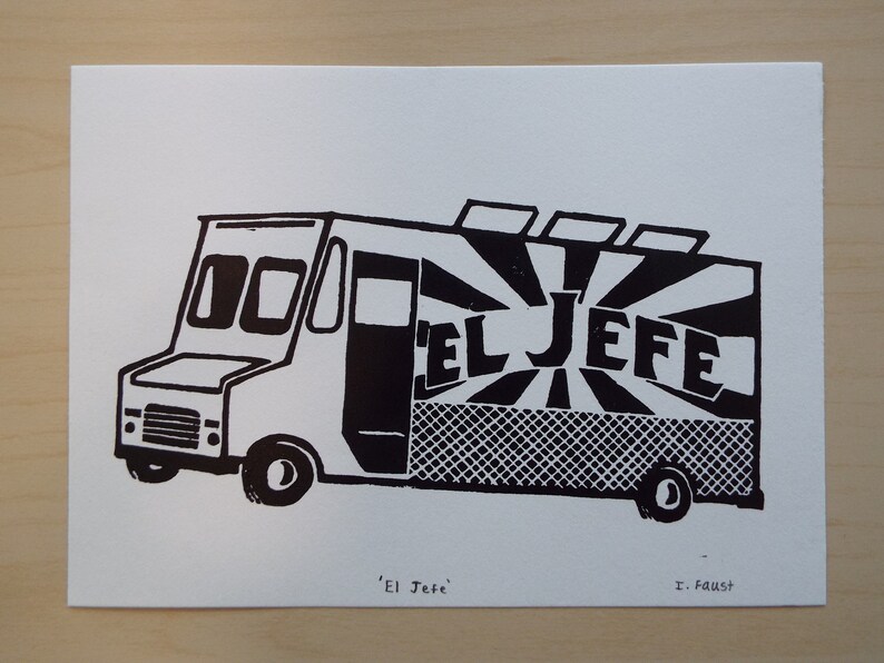 El Jefe - Linocut Print - Etsy