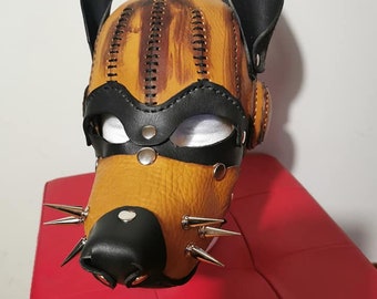 Handmade Leather Puppy Dog Head Mask Steampunk Party Costume Cosplay ...