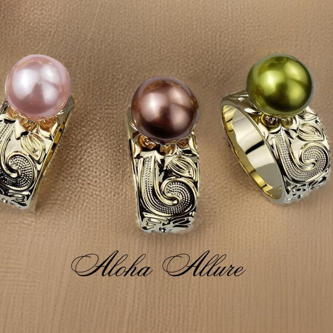 Hawaiian Heritage Shell Band Ring - Hawaiian Ring - Etsy