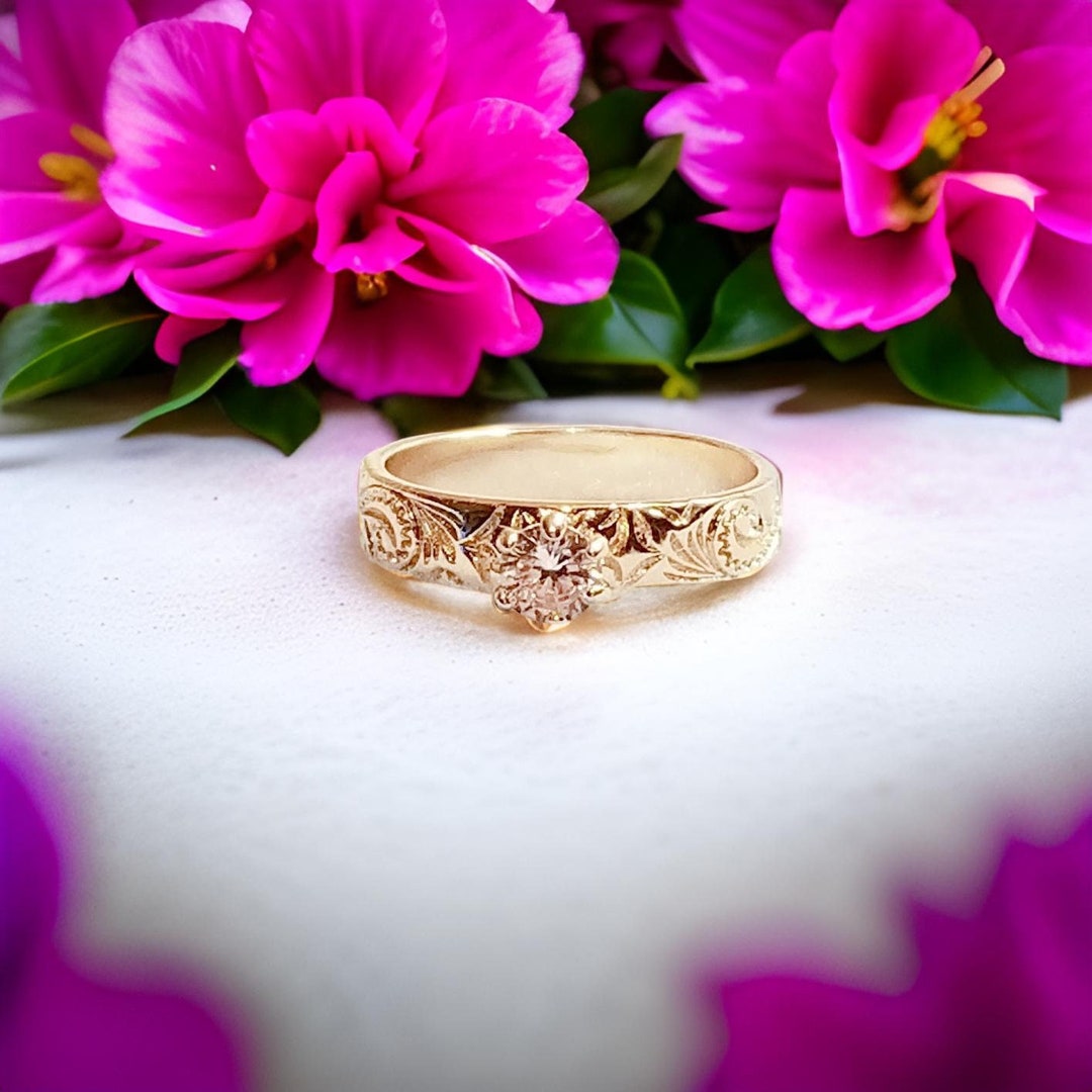Hawaiian CZ Band Ring - Gold Ring - Hawaiian Ring - Gifts for Her ...
