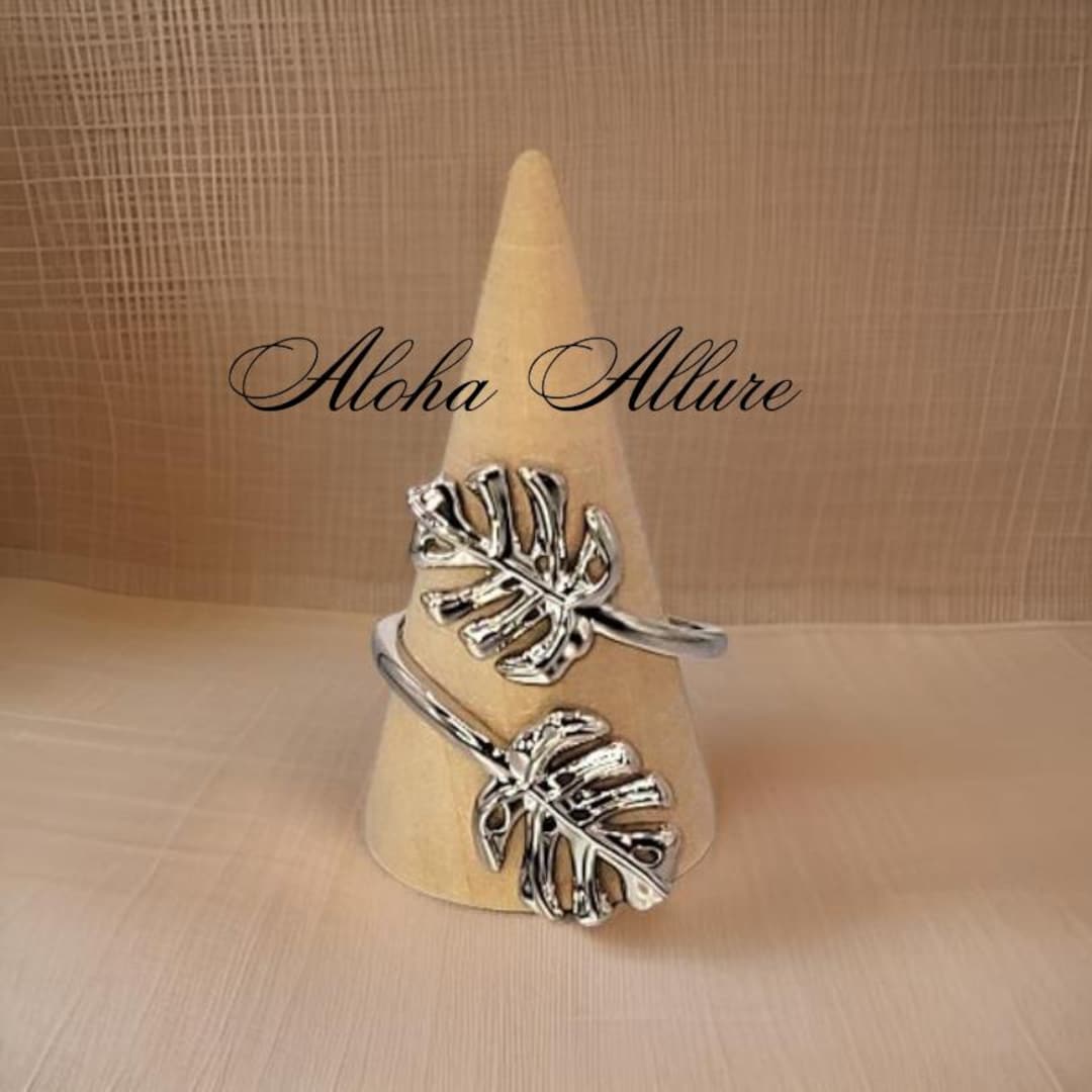 Silver Monstera Leaf Ring - Adjustable Ring - Gifts for Her - Hawaiian ...