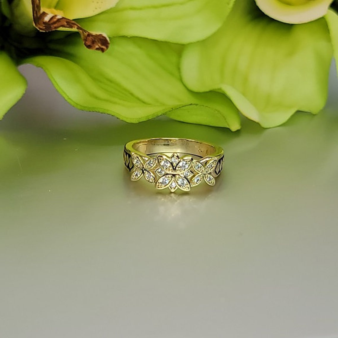 Hawaiian Plumeria Floral Band Ring Gold Ring Hawaiian Ring Gifts for Her Floral Ring Hawaiian ...