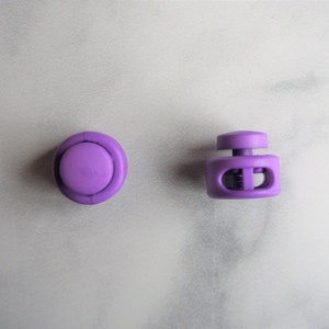 Purple Cord Lock With Button 5/8 Inch Cord Stopper / Two Hole Toggles ...