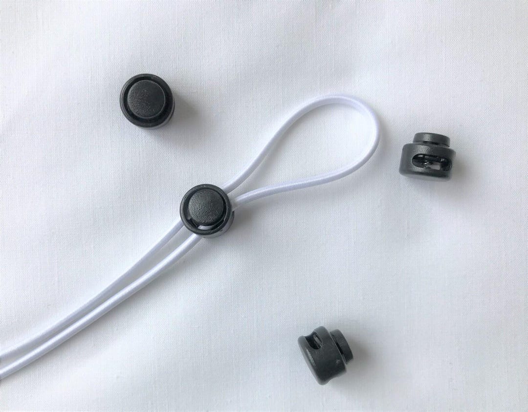 Cord Lock With Button Black or Clear 1/2" Inch Cord Stopper / Two Hole ...