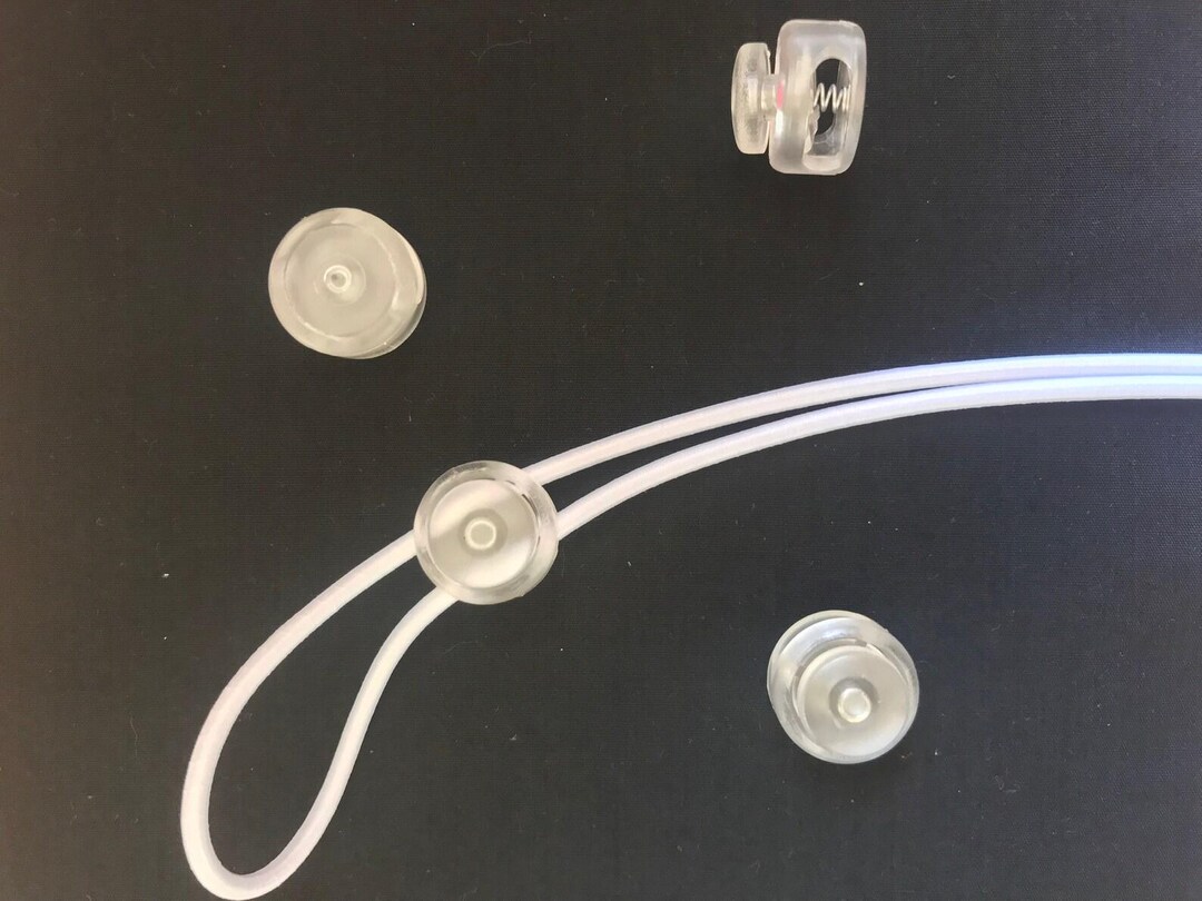 Cord Lock With Button Clear or Black 1/2