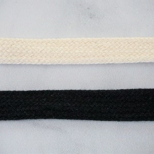 Flat Cotton Drawstring Cord Trim | 3/8 Inch (10mm) or 1/2 Inch (13mm ...