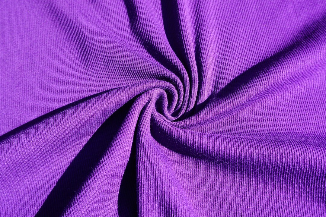 Rib Knit 100% Cotton Fabric Violet Dark Purple Solid | 52 Inch Width ...