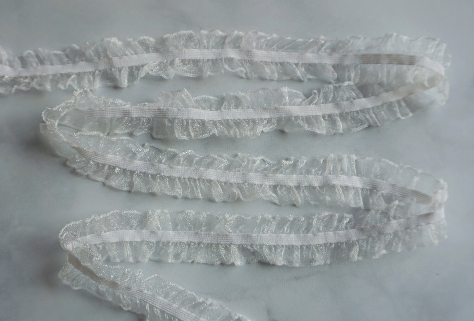 Double Ruffle Elastic Organza Trim White 1 Inch 25mm by | Etsy