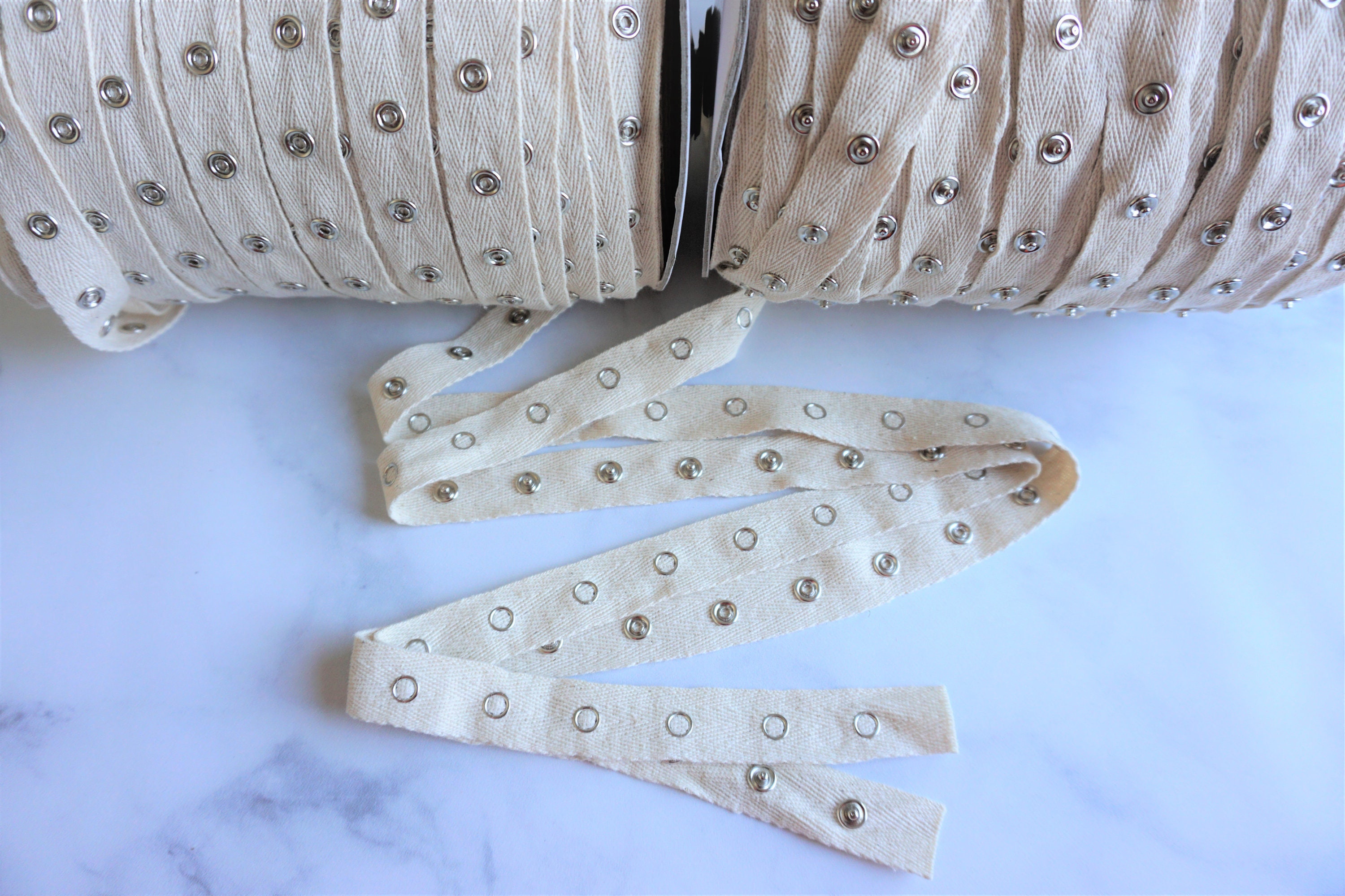 Snap Tape 3/4 Natural Cotton Twill Tape Beige Silver | Etsy