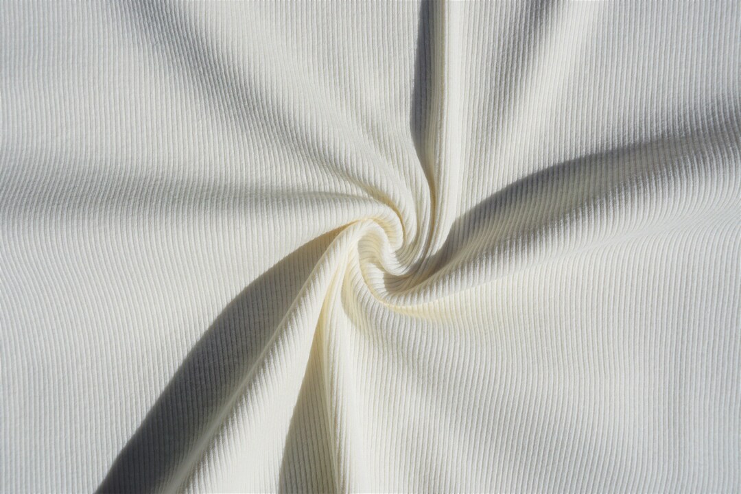 Rib Knit 100% Cotton Fabric Ivory Solid | 56 Inch Width Baby Rib 1x2 ...