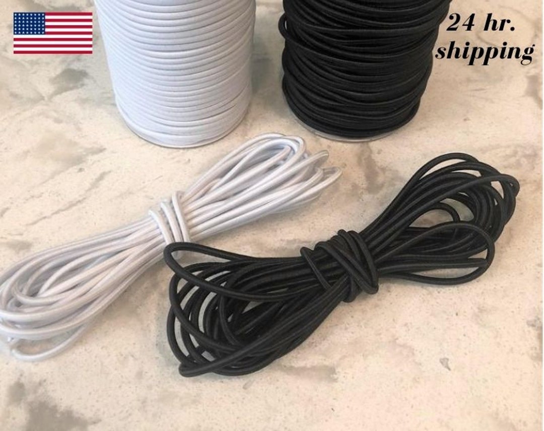 Elastic Cord 3mm 1/8 Inch / White or Black / by the Yard / Elastic Cord ...