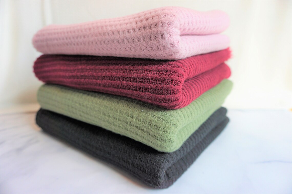 Brushed Waffle Knit Fabric Solid Colors | 55" to 60" | Poly Rayon ...