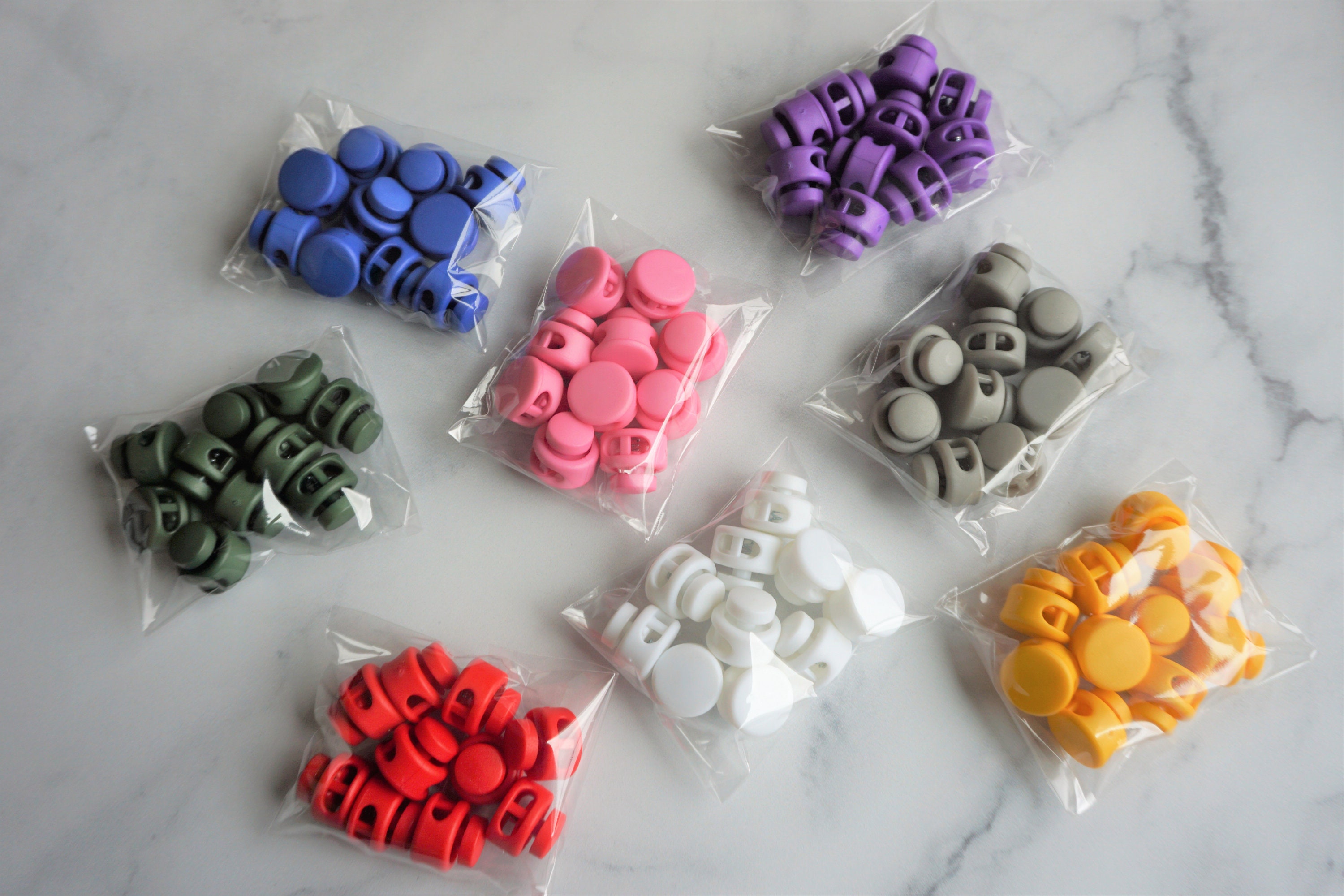 White Cord Lock with Button 5/8 inch Cord Stopper / Two Hole | Etsy