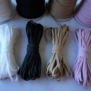 Soft Flat Elastic 1/8" Inch 5mm White Pink Beige or Black / by the Yard ...