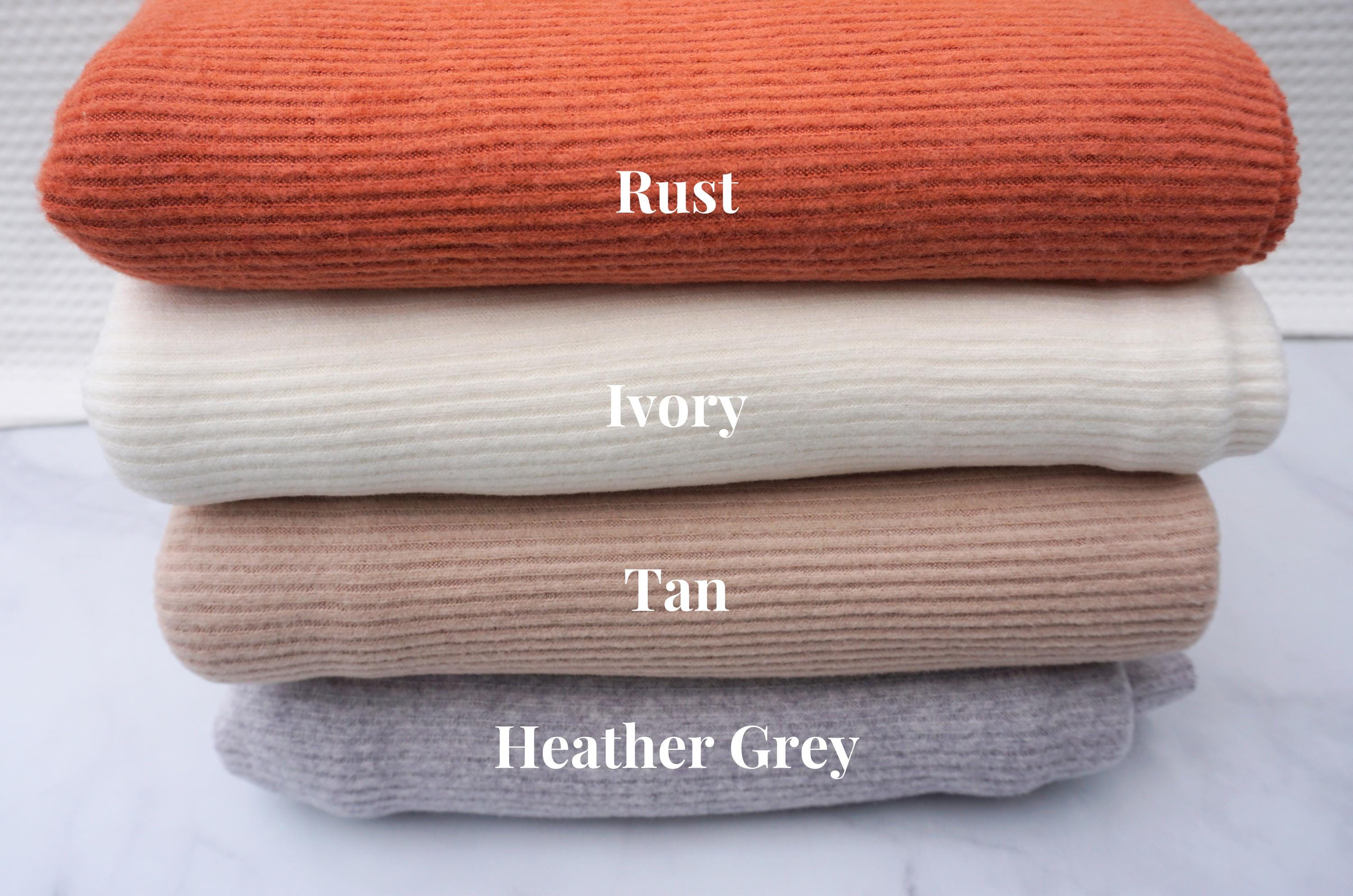 Brushed Sweater Rib Knit Fabric Tan, Ivory, Heather Gray & Rust | 59/61 ...