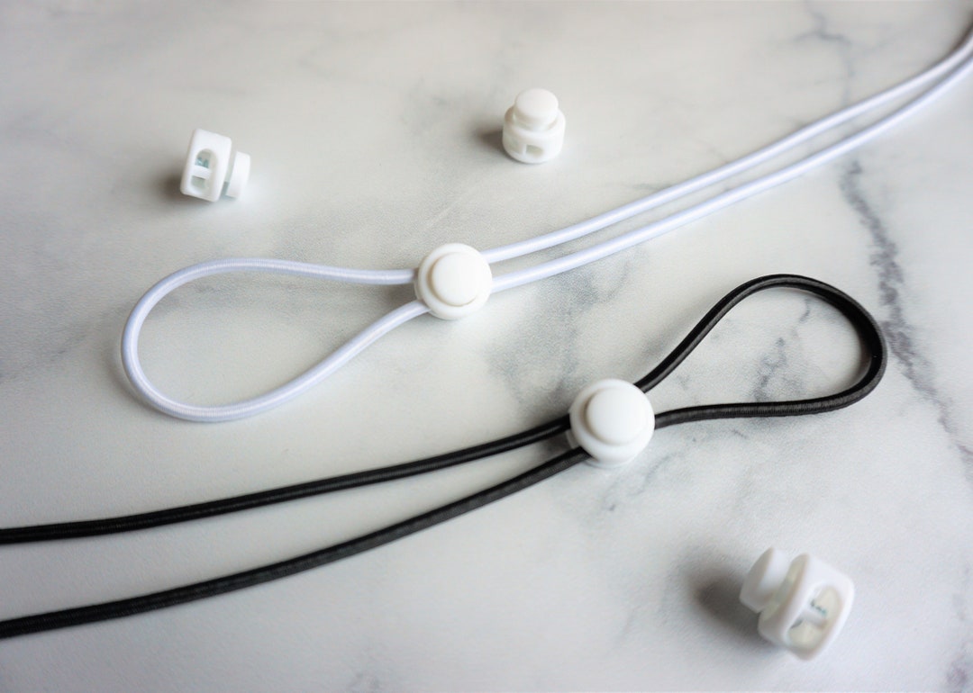 White Cord Lock With Button 5/8 Inch Cord Stopper / Two Hole Toggles ...