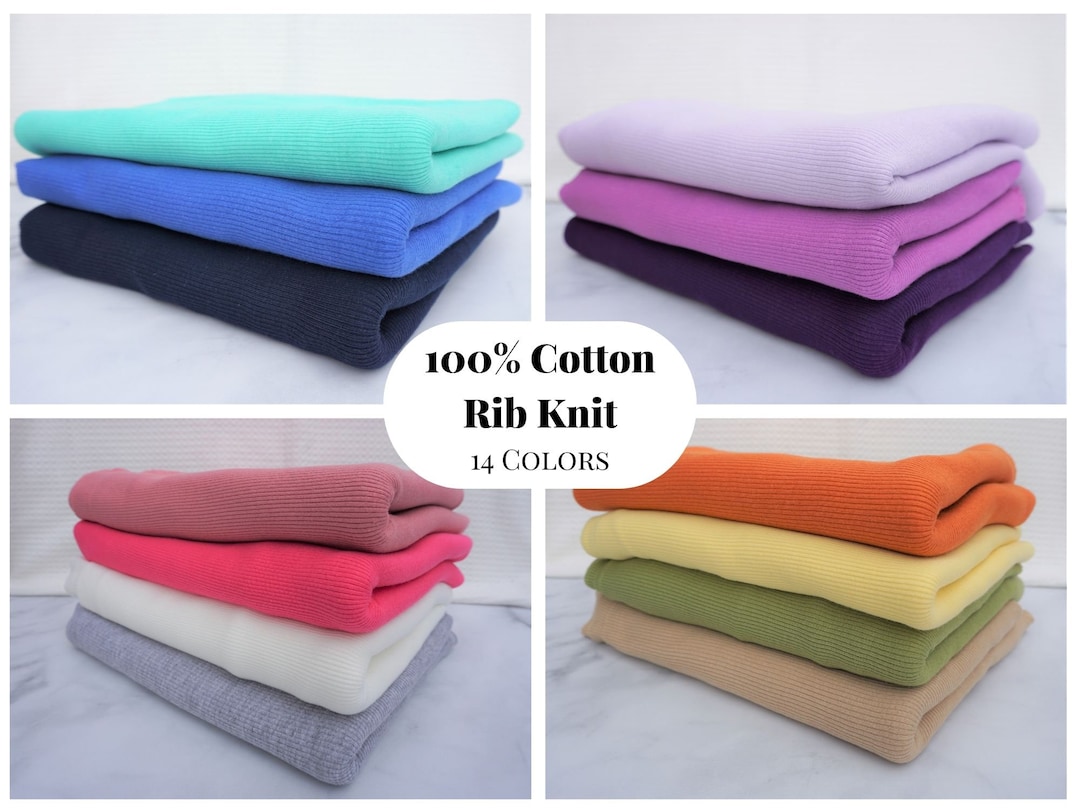 Rib Knit 100% Cotton Fabric 12 COLORS 60 Inch Width Baby Rib 1x2 Sold ...