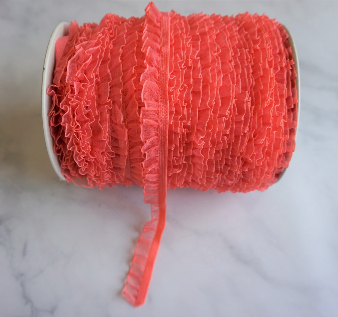 Ruffle Elastic Organza Trim Pink 5/8 inch 15mm By | Etsy