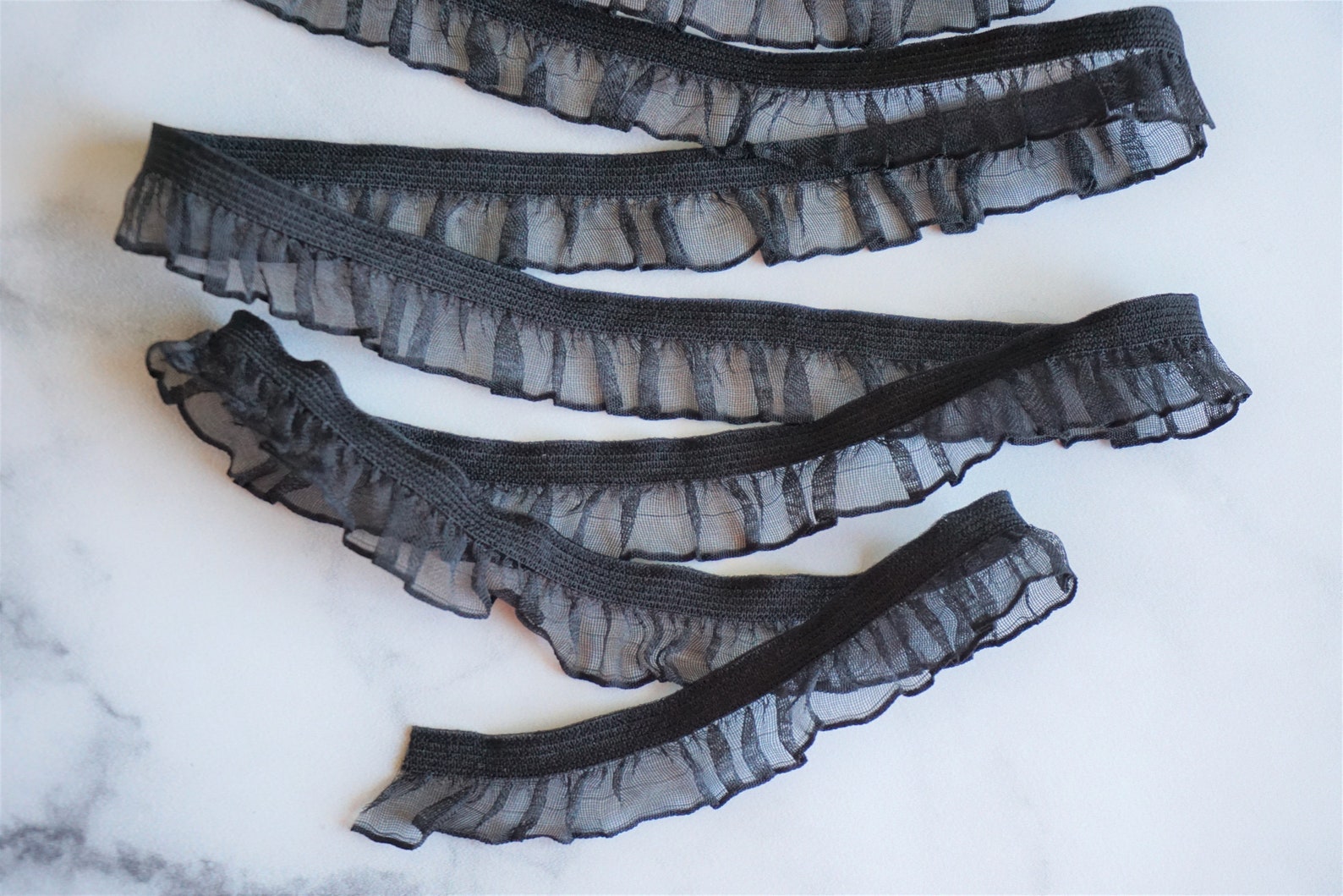 Ruffle Elastic Organza Trim Black 5/8 Inch 15mm by - Etsy
