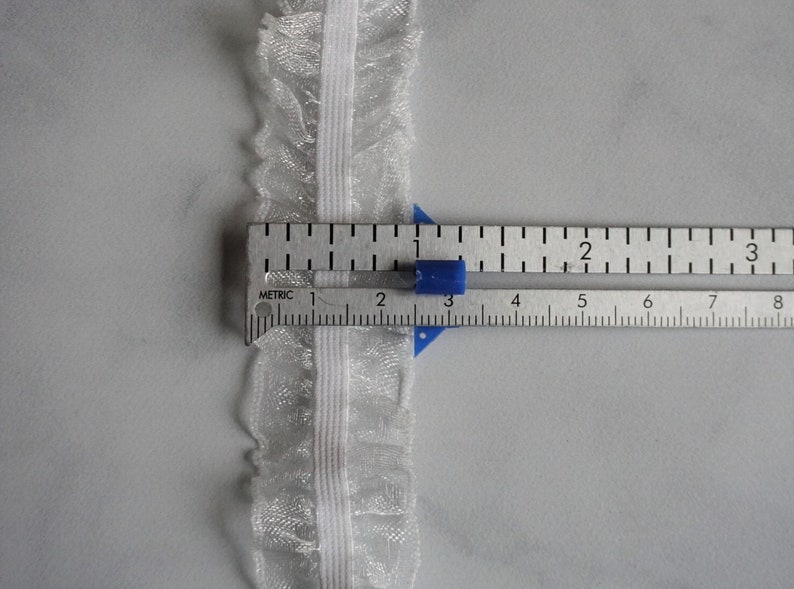 Double Ruffle Elastic Organza Trim White 1 Inch 25mm by | Etsy