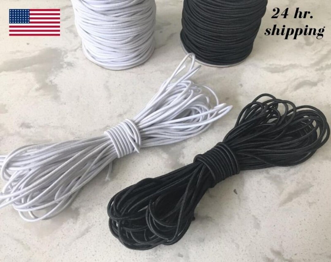 Elastic Cord 2mm 1/16" Inch / White or Black / by the Yard / Elastic ...