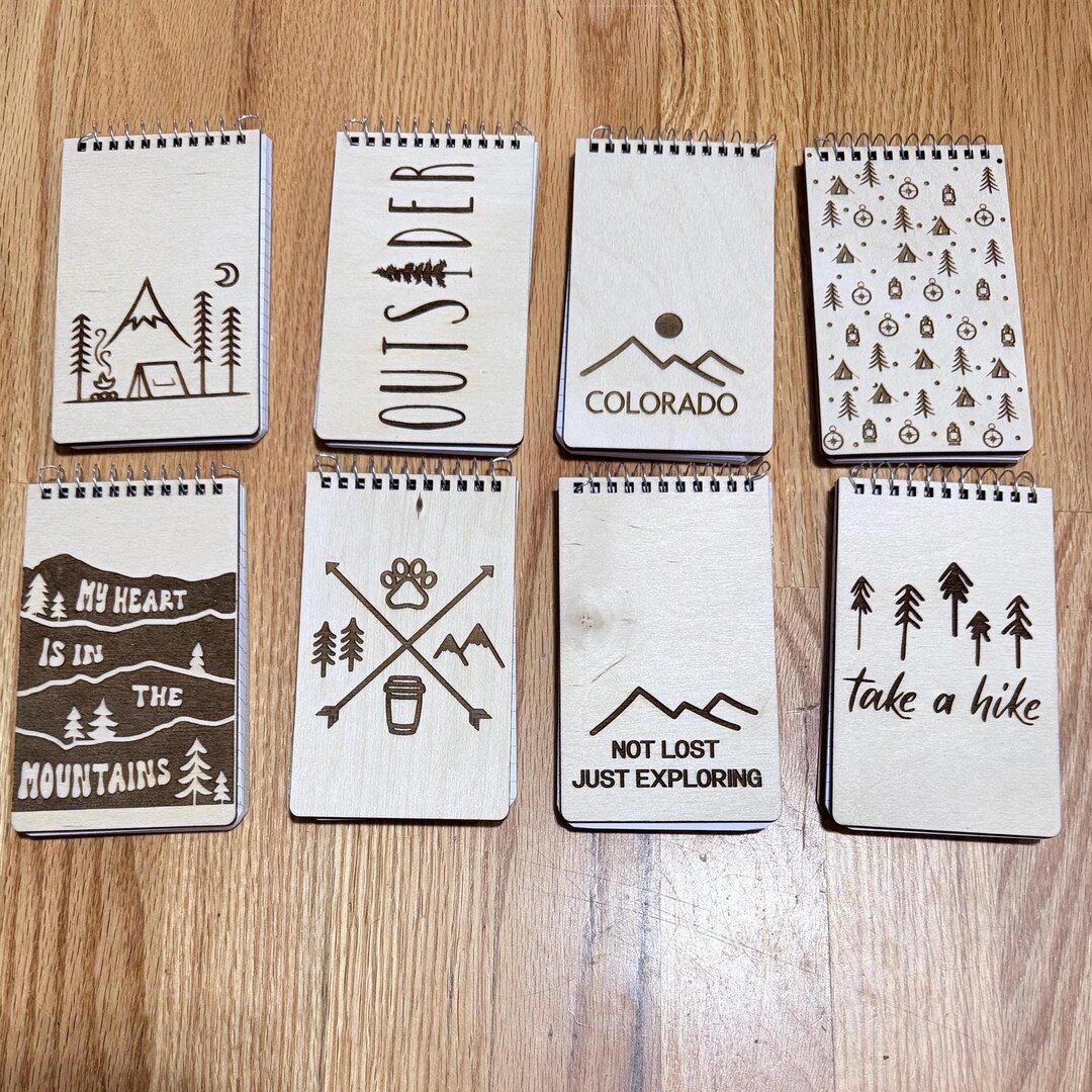 Laser Engraved Wood Notebook - Office Supplies - Stocking Stuffer - Etsy