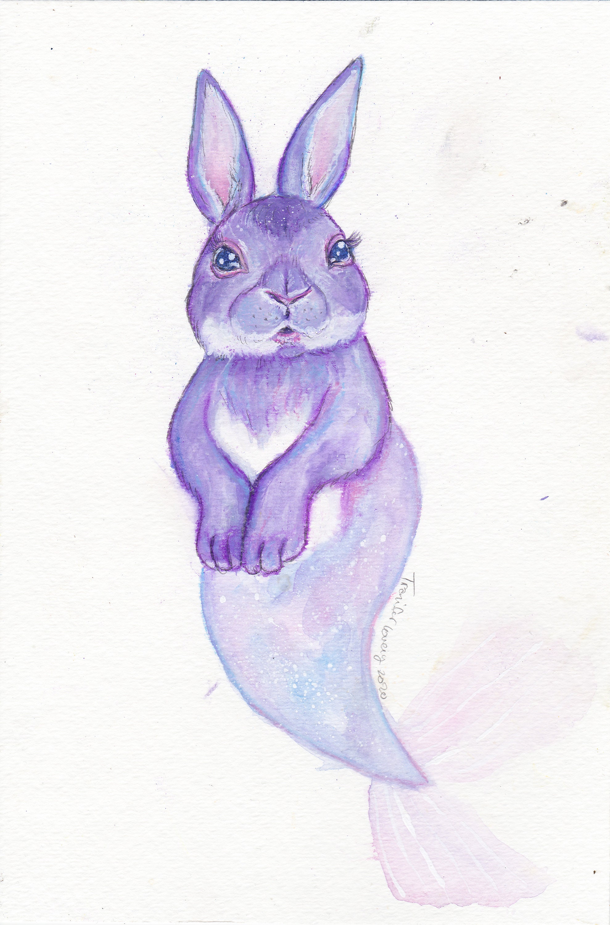 Mermaid Bunny Print Cute Rabbit Art Bunny Nursery Decor | Etsy