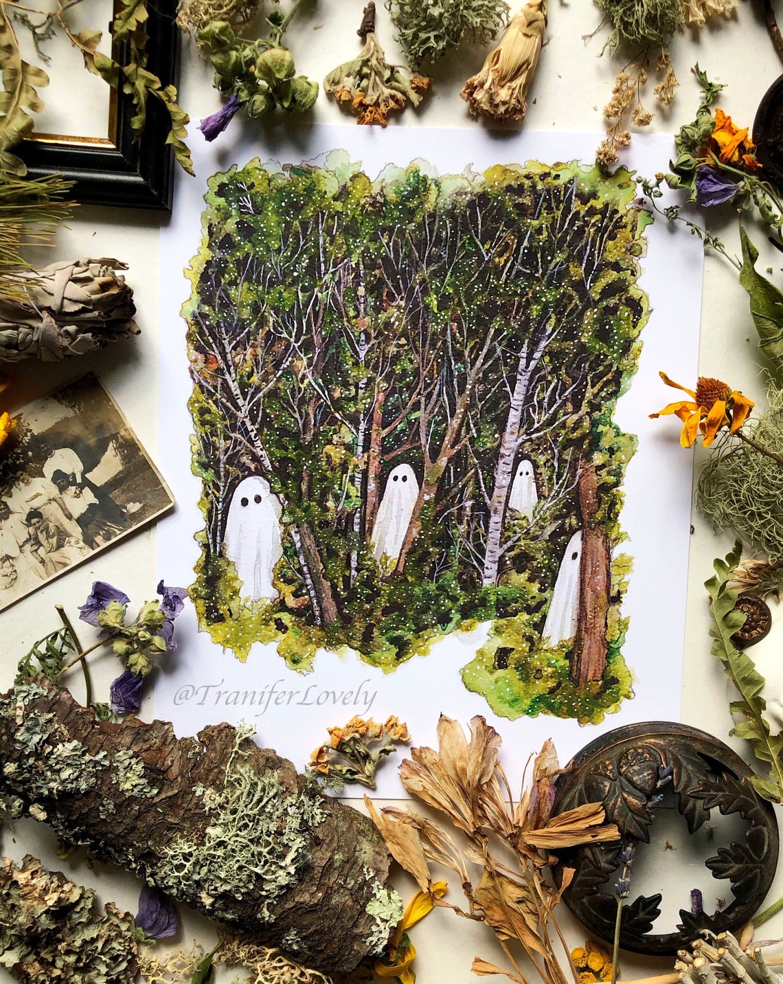 Haunted Forest Art Prints Halloween Art Ghost Art Forest - Etsy