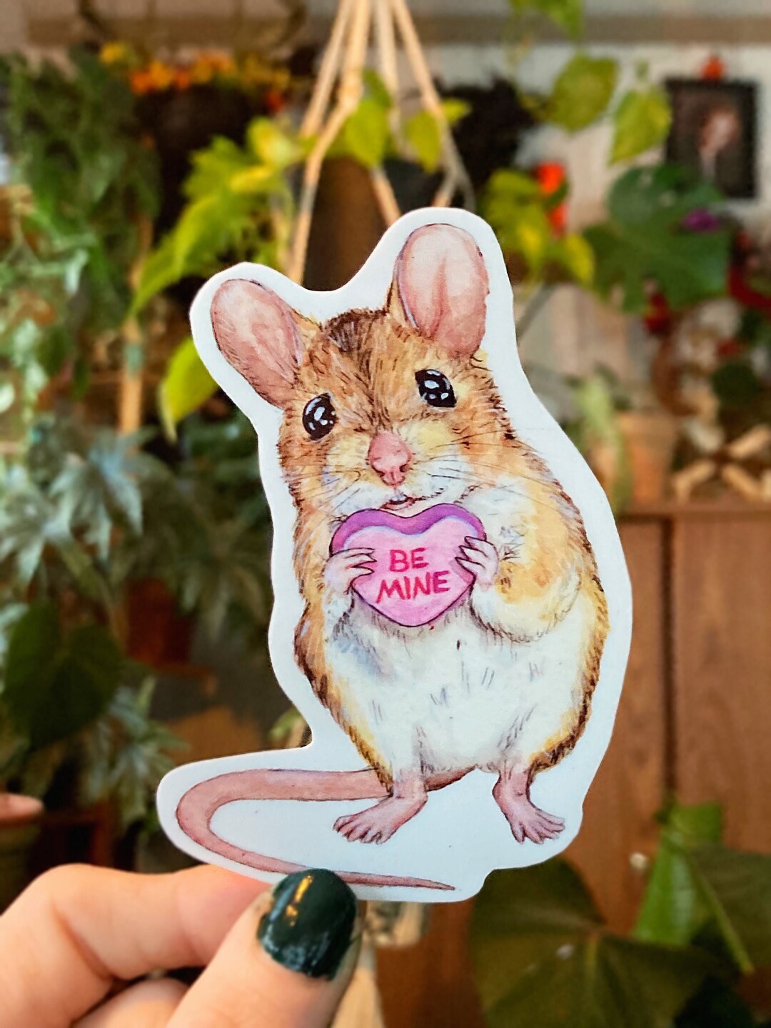 Valentine Mouse Sticker, Vinyl Decals, Animal Stickers, Valentine's Day ...