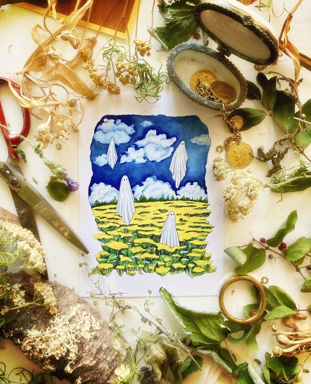 Haunted Field, Art Prints, Halloween Art, Ghost Art, Forest Art ...