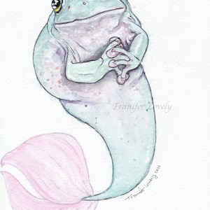 Mermaid Frog, Art Prints, Frog Art, Cute Animal Art, Mermaid Watercolor ...