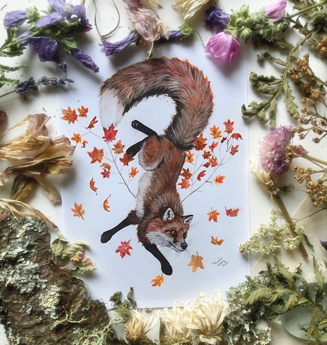 Autumn Fox, Art Prints, Fox Art , Watercolor Painting, Red Fox Art ...