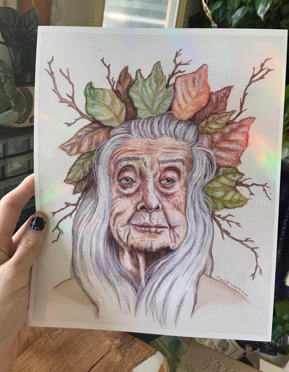 The Crone Art Prints Witch Art Folklore Art Green Witch | Etsy