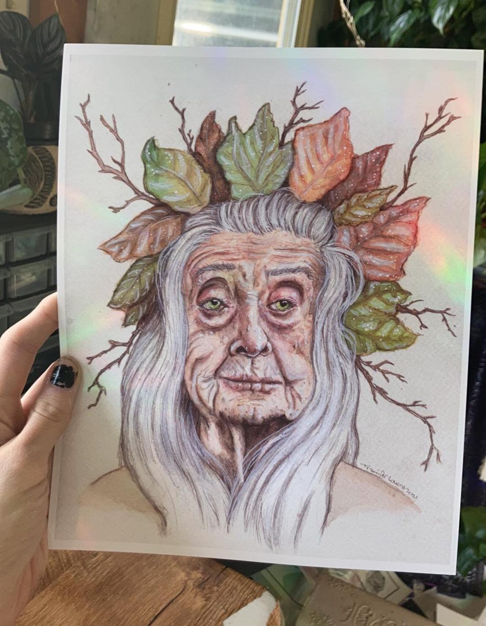 The Crone Art Prints Witch Art Folklore Art Green Witch | Etsy