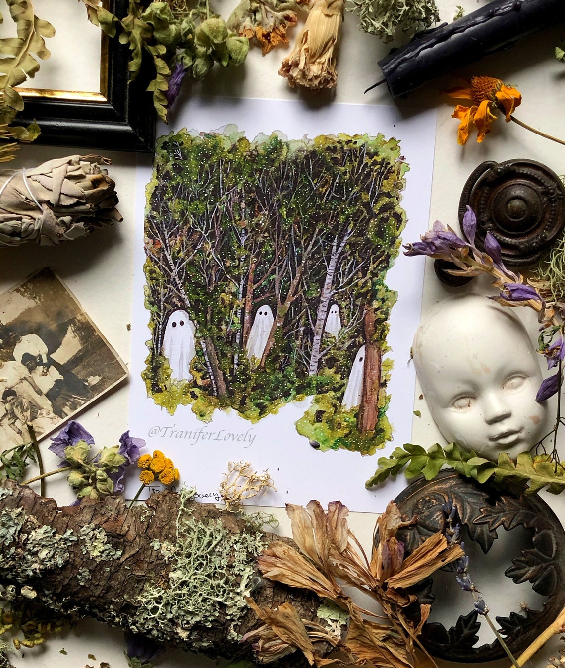 Haunted Forest Art Prints Halloween Art Ghost Art Forest - Etsy