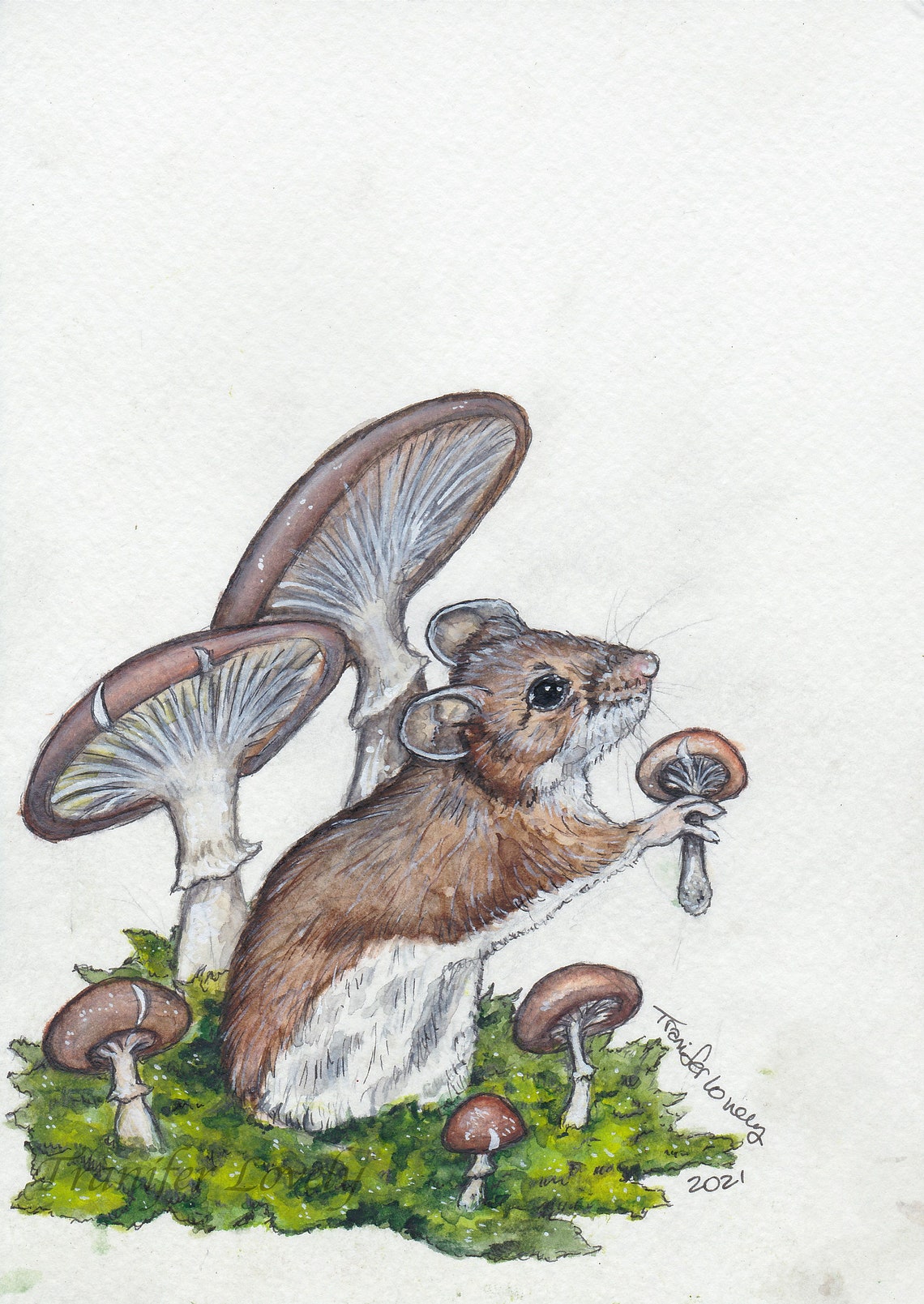 Mushroom Mouse, Art Prints, Mouse Art, Mushroom Art, Watercolor ...