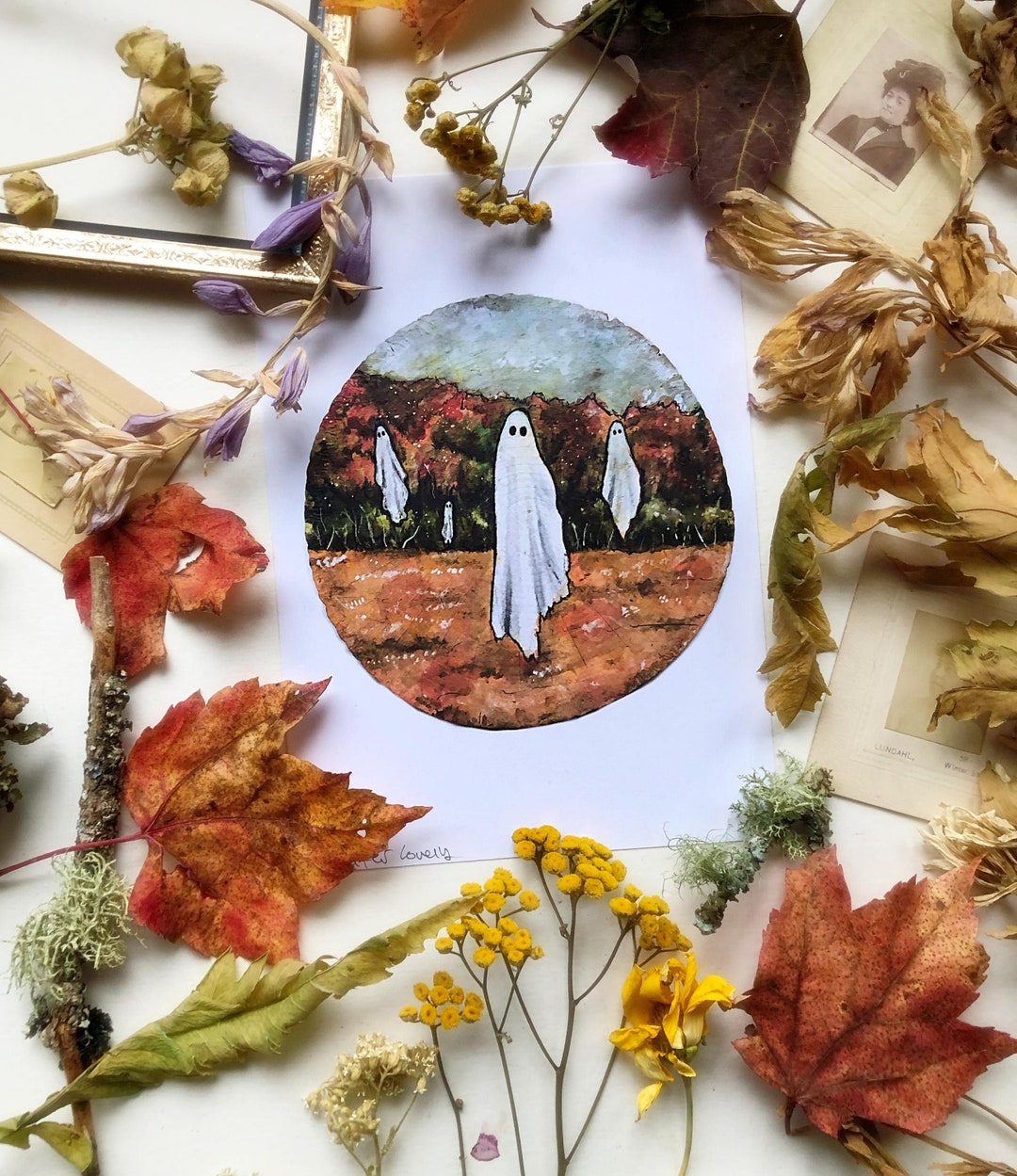 Autumn Ghosts, Art Prints, Watercolor Painting, Ghost Art, Witch Art ...