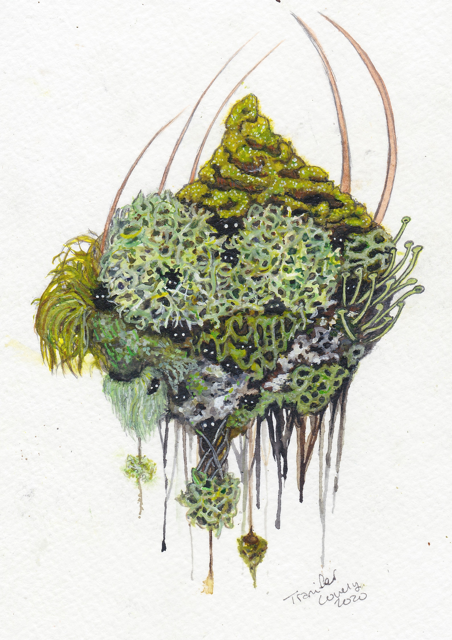 Moss Spirits Art Prints Watercolor Painting Moss Art Witch | Etsy